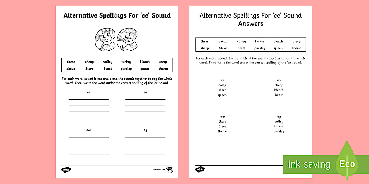 Alternative Spelling For ee Sound Worksheet (Teacher-Made)