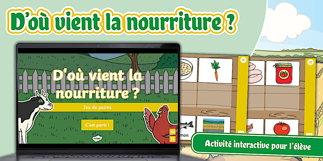 Jeu de paires interactif : D'où vient la nourriture