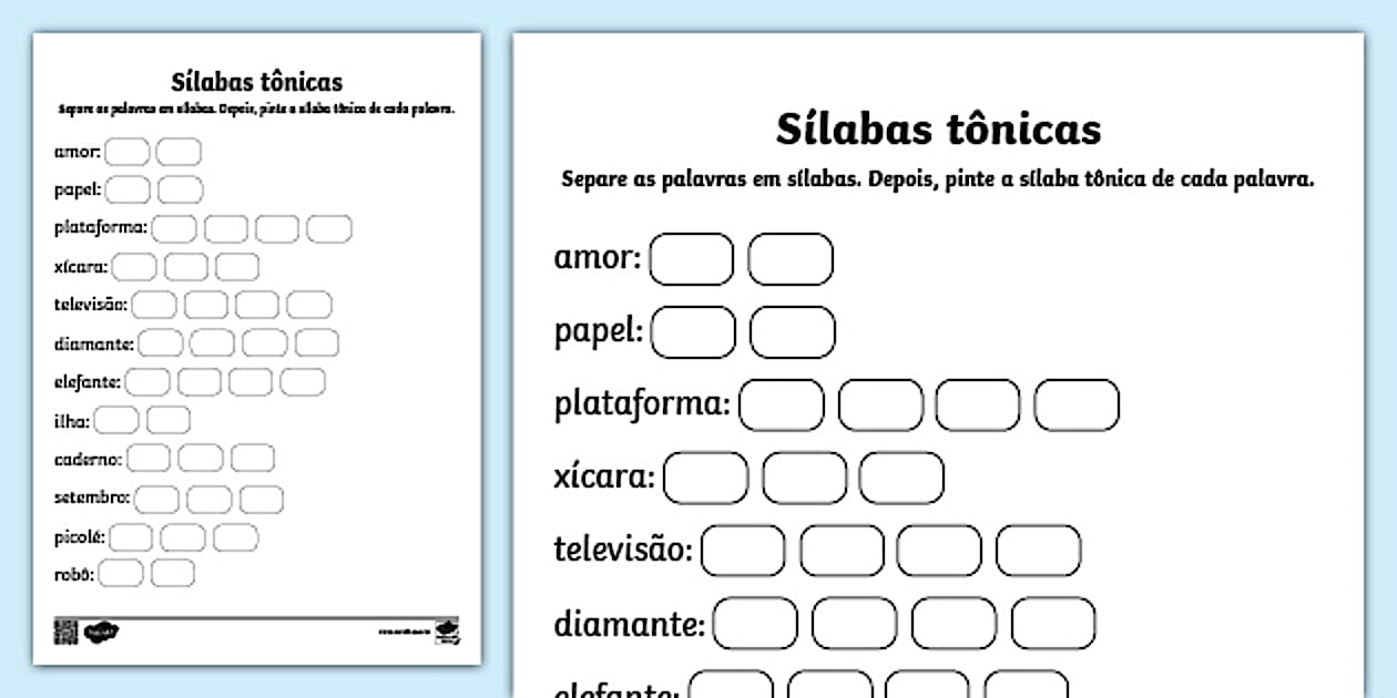 Sílabas tônicas - Folha de atividade - Twinkl