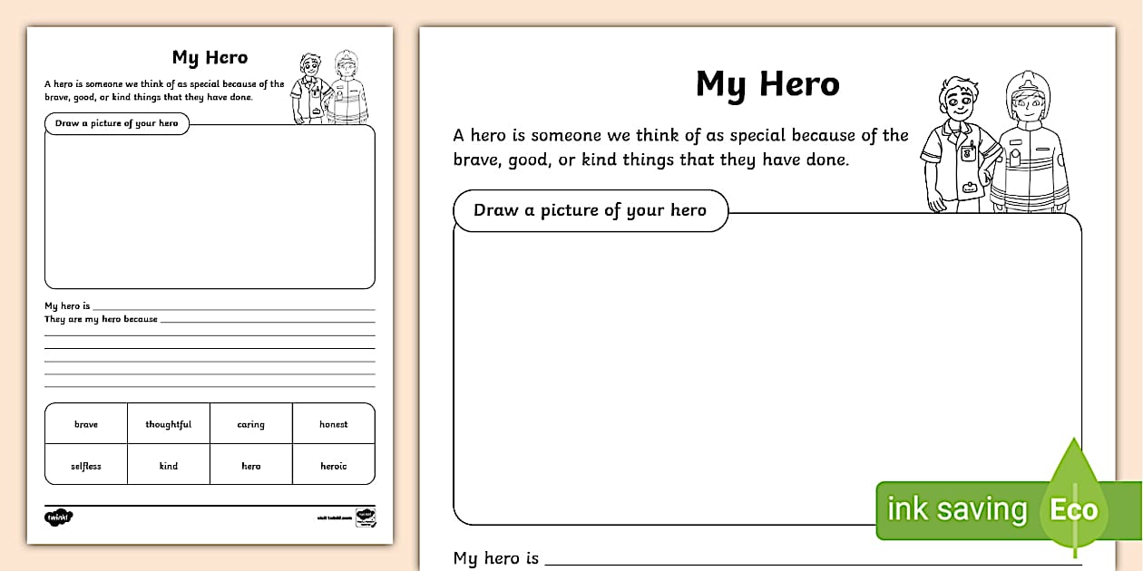 Editable My Hero - Writing Frame (teacher made) - Twinkl