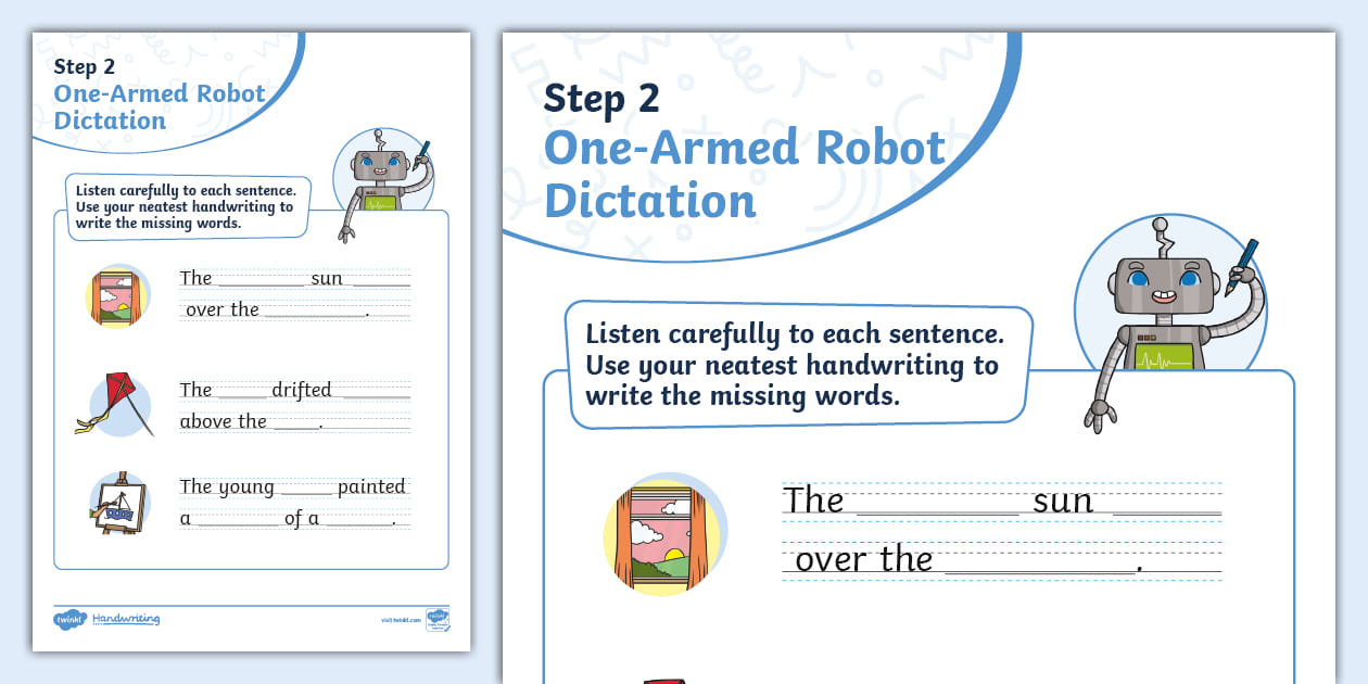 Twinkl Handwriting Scheme: Step 2 One-Armed Robot Dictation