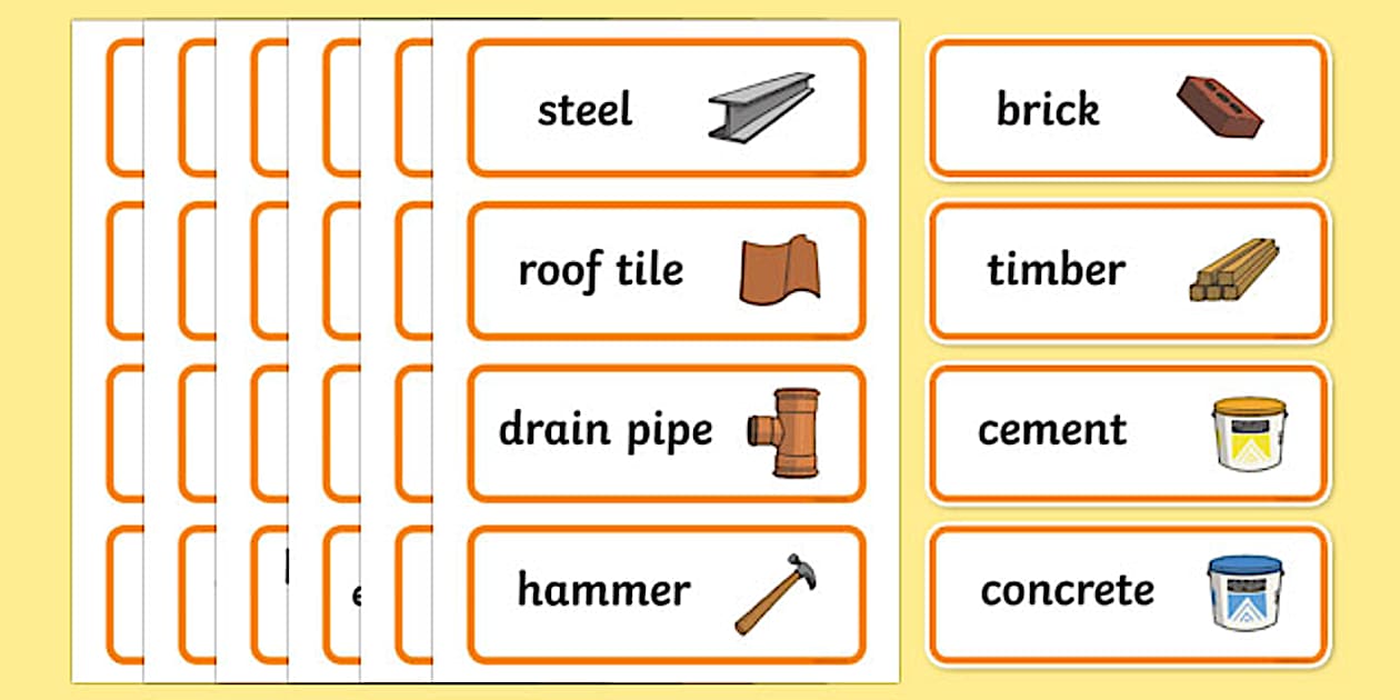 Editable Builders Yard Role Play Labels - Twinkl