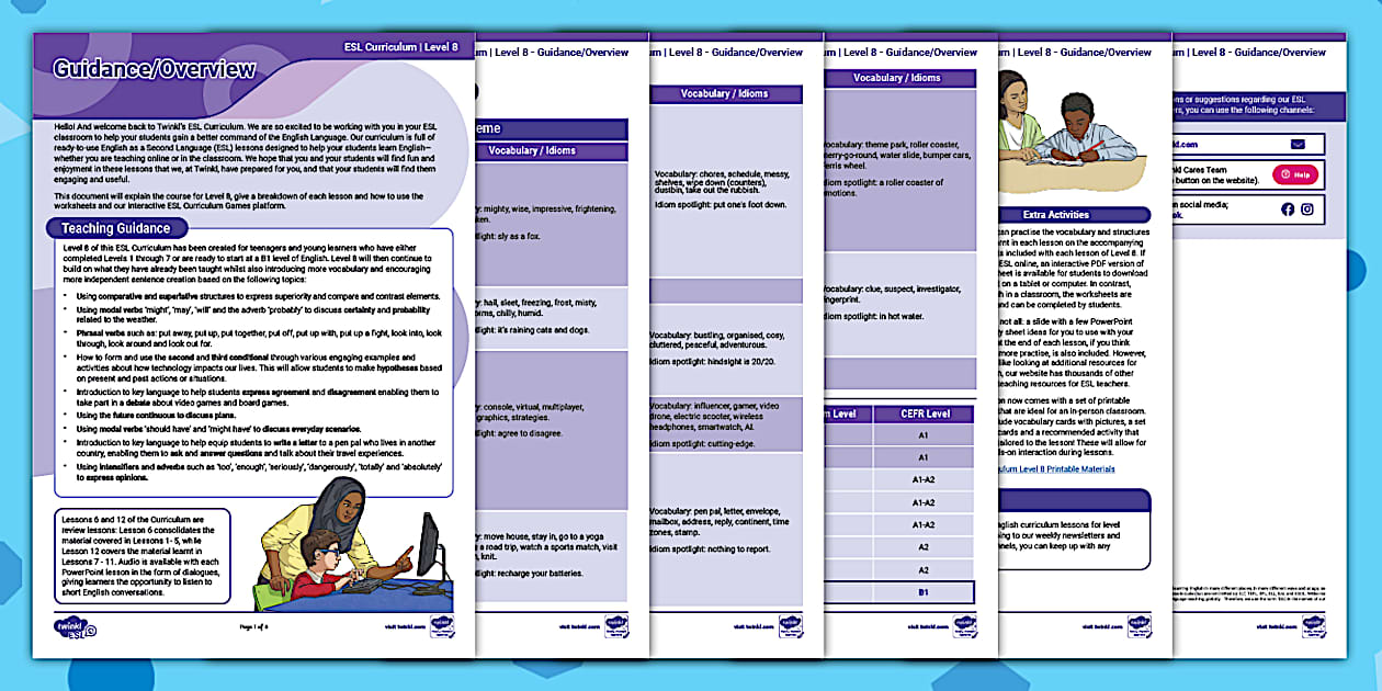 ESL Curriculum Level 8 Guidance/Overview (Teacher-Made)