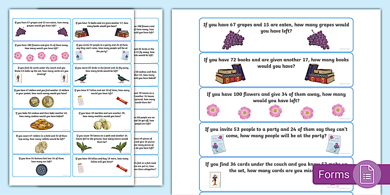 (Phase 1/2) Addition and Subtraction Word Problems - Twinkl