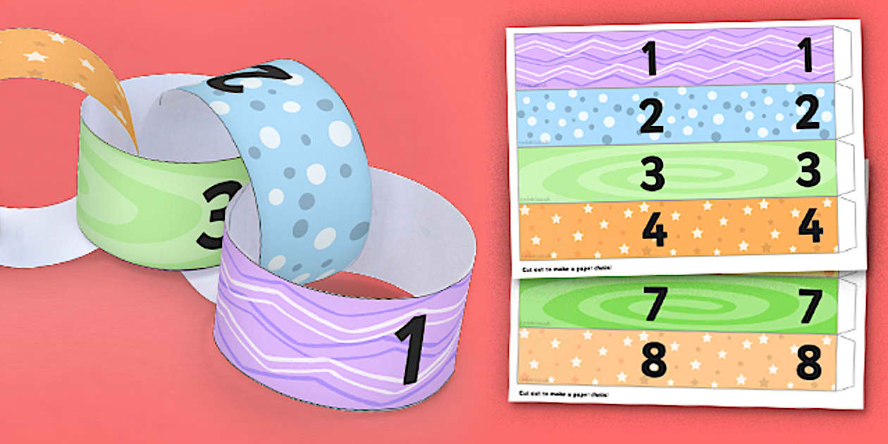 Black and White Number Sequencing Paper Chain - Twinkl