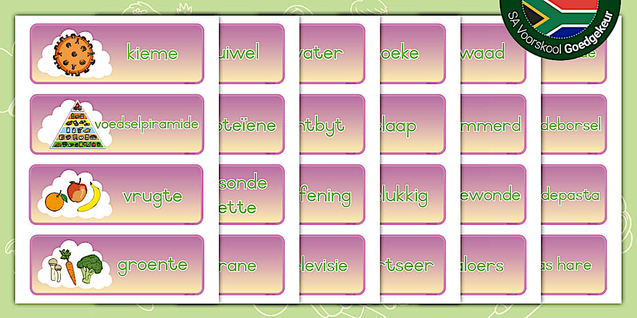 Gesonde Leefwyse: Woordkaarte (teacher made) - Twinkl