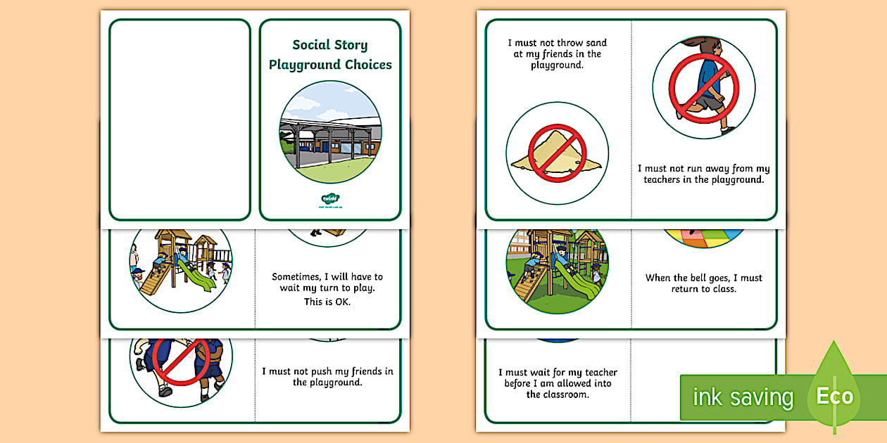 Editable Social Story Playground Choices Booklet - Twinkl