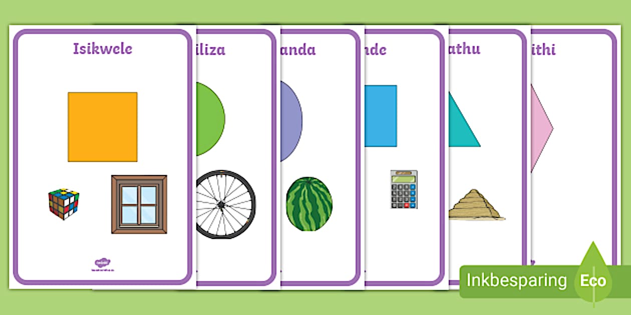 Izimo - 2D Shape Posters With Everyday Examples isiZulu