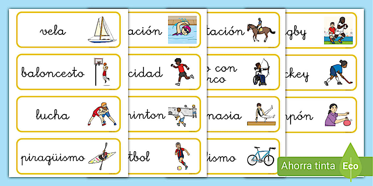 Tarjetas de vocabulario: Deportes olímpicos - Twinkl