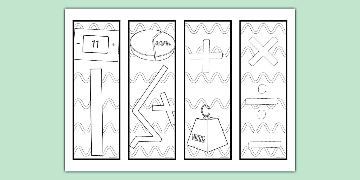 👉 Maths Symbols Colouring Bookmarks (Teacher-Made)
