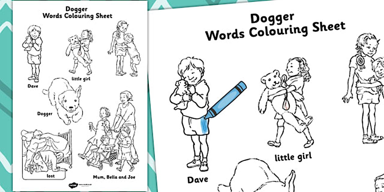 Words Colouring Sheet to Support Teaching on Dogger - Twinkl