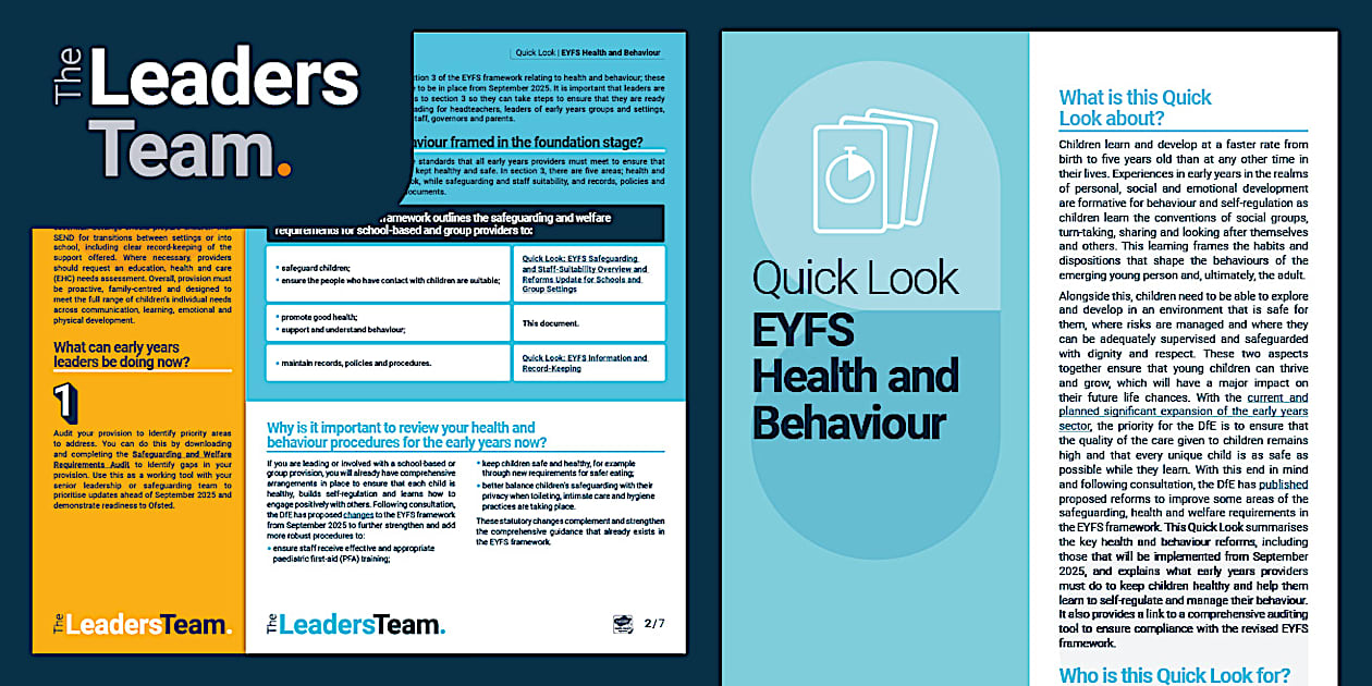 Quick Look: EYFS Health and Behaviour (teacher made)