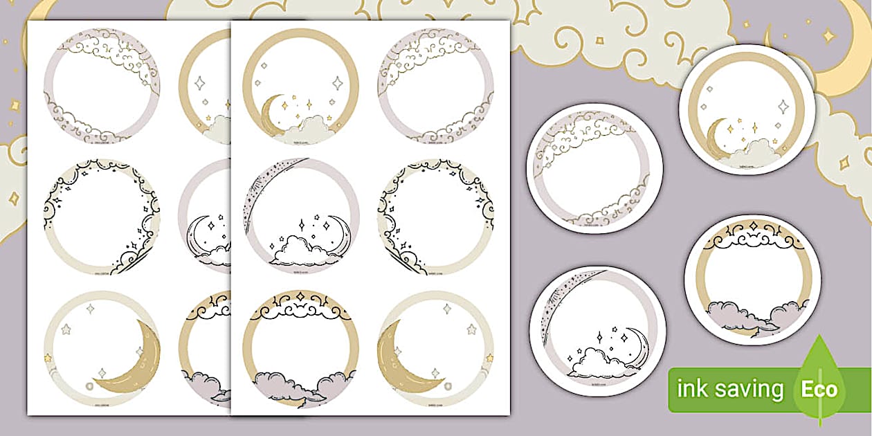 Celestial Themed Editable Circle Name Labels (teacher made)