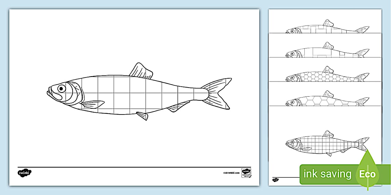 Mosaic Fish Colouring Pages (teacher made) - Twinkl