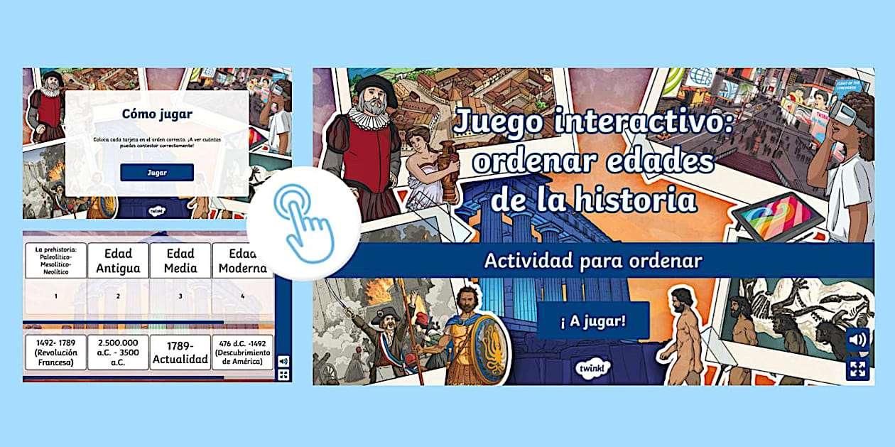Juego interactivo: Ordenar edades de la historia - Twinkl