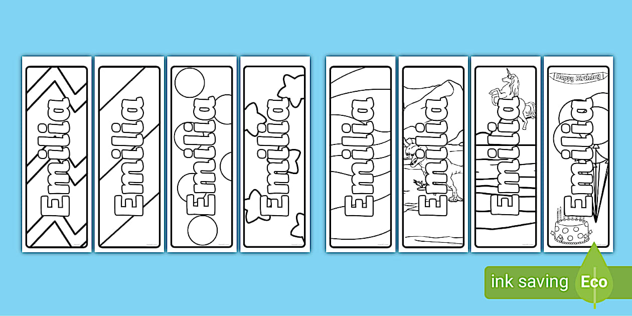 Emilia Name Simple Colouring Bookmarks (Teacher-Made)