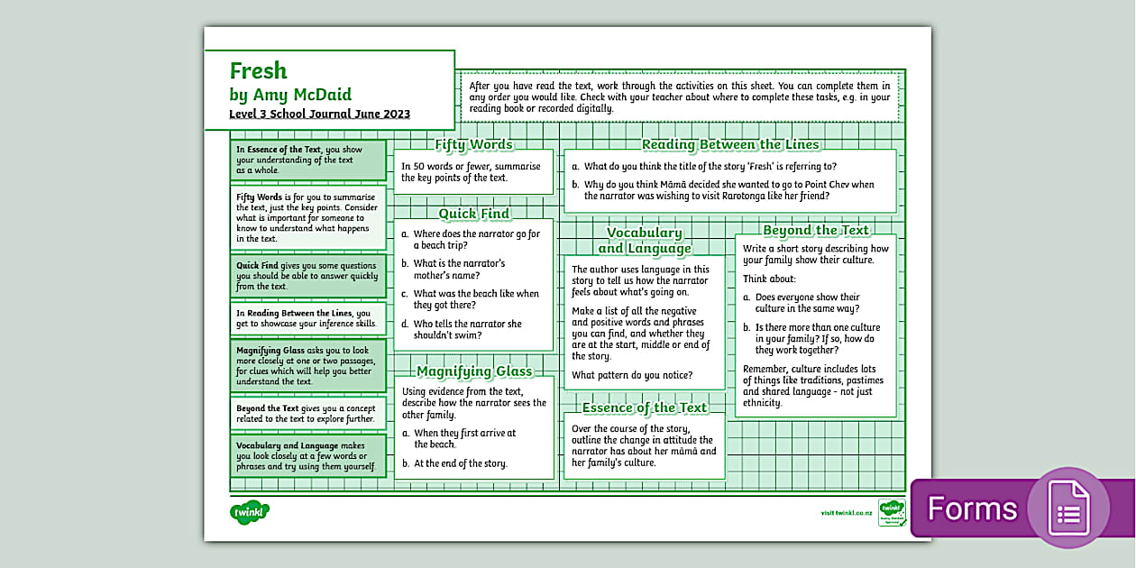 Level 3 June 2023 School Journal Follow-Up: Fresh - Twinkl