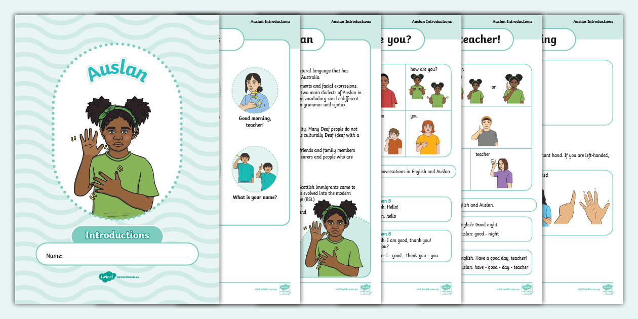 Everyday Auslan Signs To Print - Inclusion (teacher made)