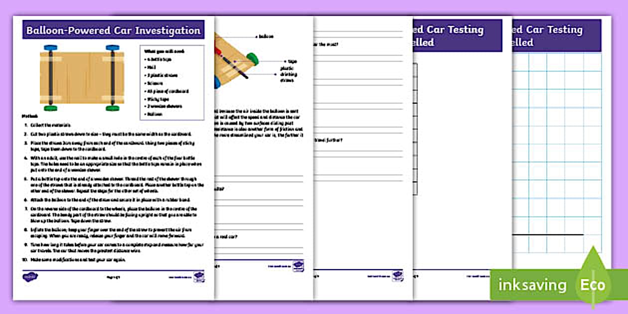 Balloon-Powered Car Science Investigation - Twinkl