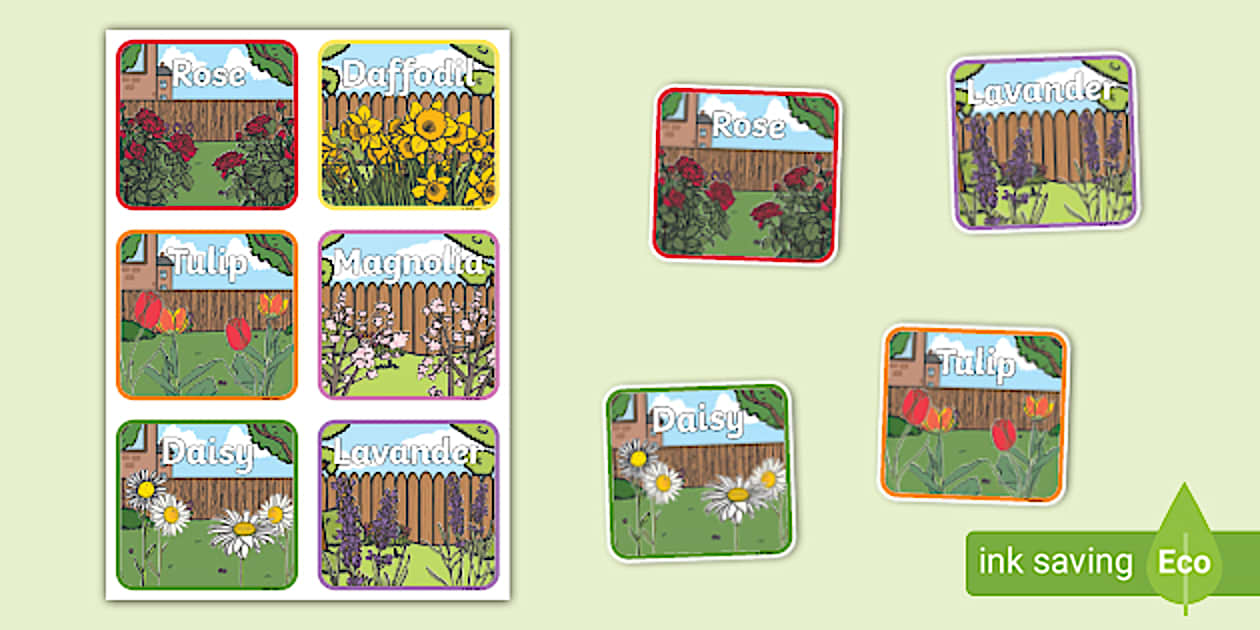 Editable Names Flowers Square Peg Labels - Twinkl