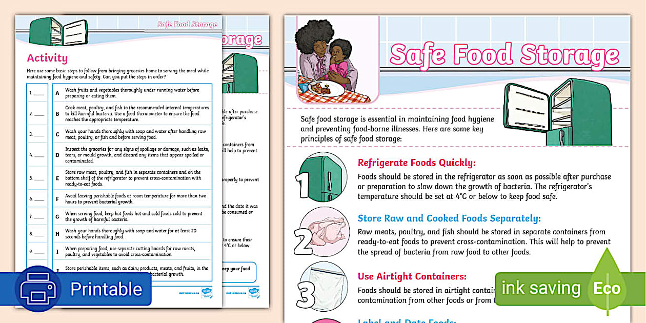 Safe Food Storage (teacher made) - Twinkl