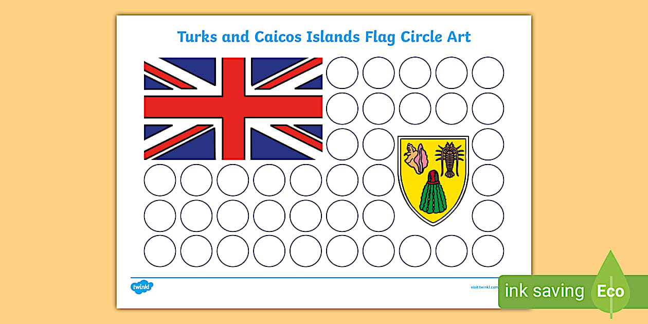 Turks and Caicos Islands Flag Circle Art Worksheet for Kids!