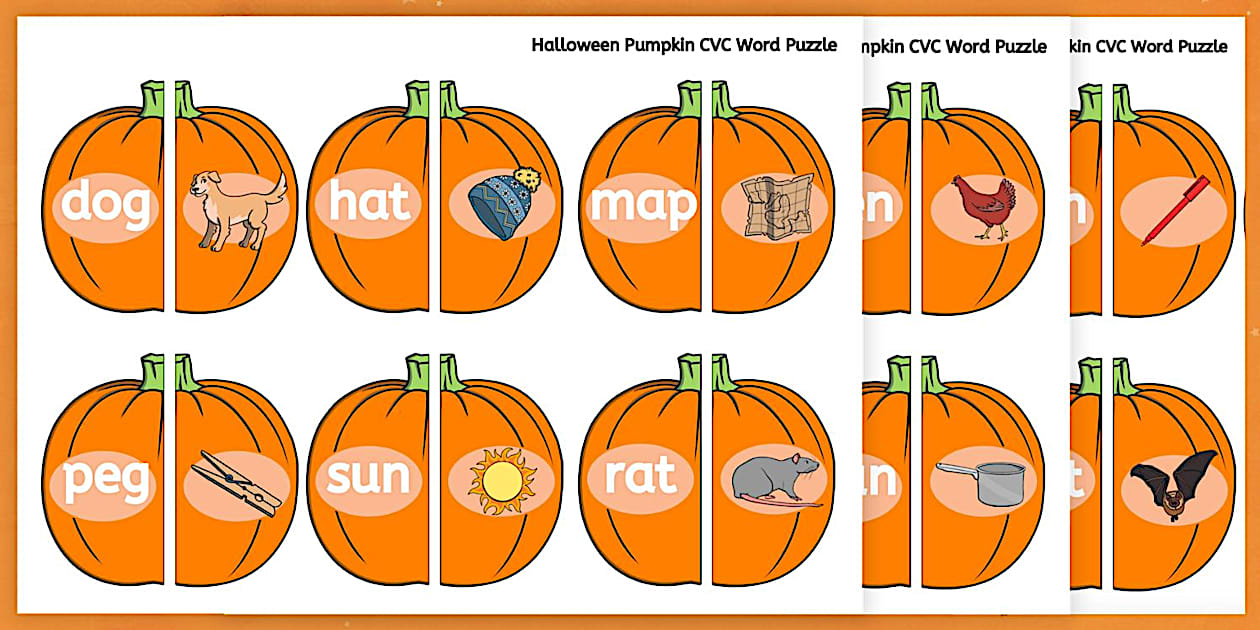 ハロウィンCVC フォニックスカード｜Halloween Phonics｜Pumpkin CVC Cards