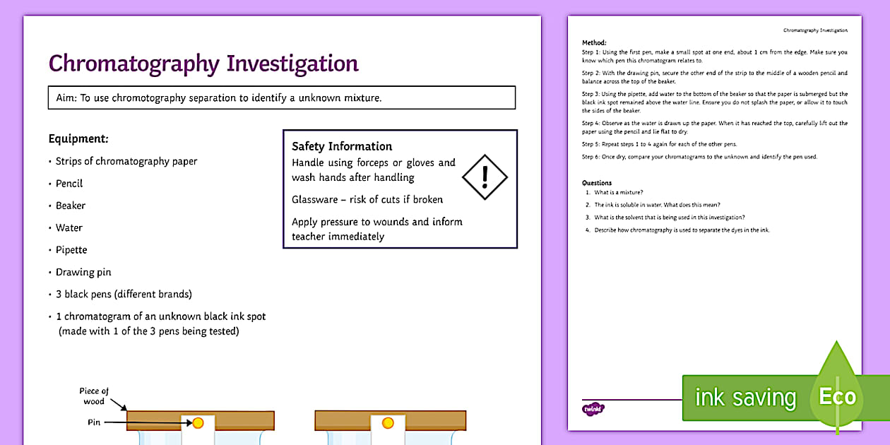 Chromatography Investigation Instruction Sheet Print-Out