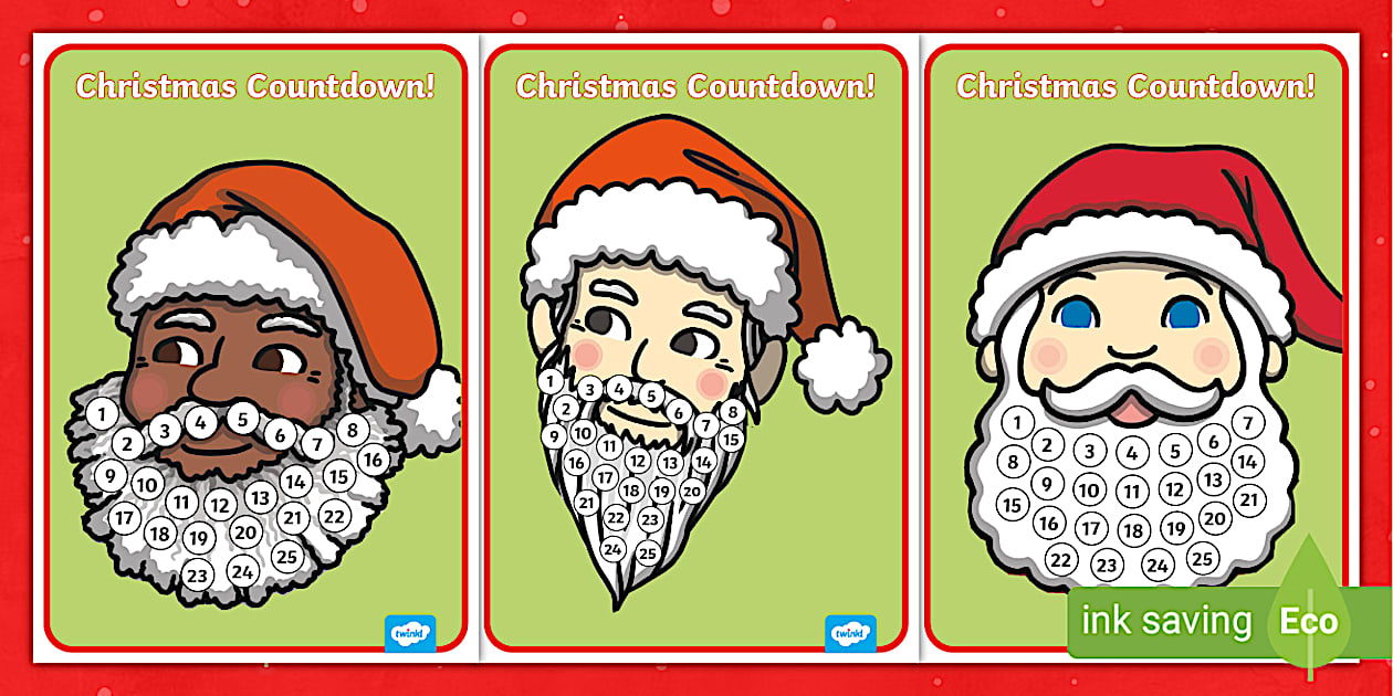 Santa Advent Calendar With Cotton Balls - Parents