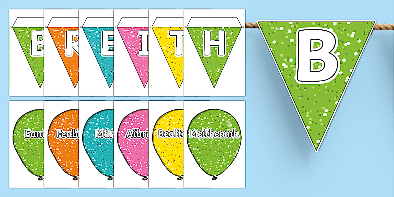 Balloons Themed Birthday Display Pack Gaeilge