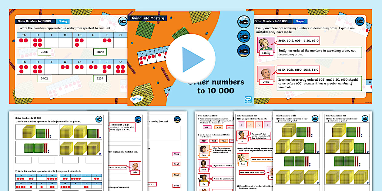 👉 Y4 Diving into Mastery: Step 12 Order Numbers to 10 000 Pack