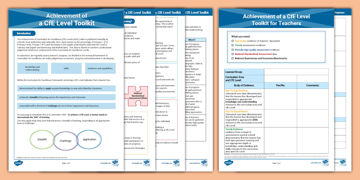 Achievement of a CfE Level Toolkit (teacher made) - Twinkl