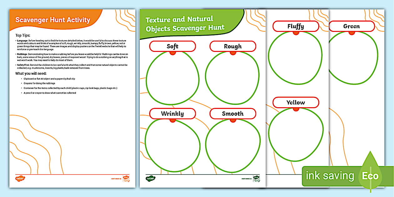 Natural Objects and Textures Scavenger Hunt (teacher made)