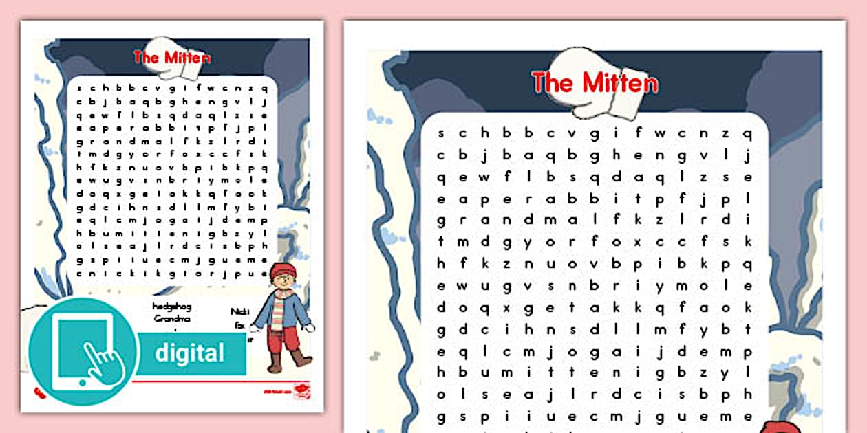 The Mitten Story Word Search (teacher made) - Twinkl