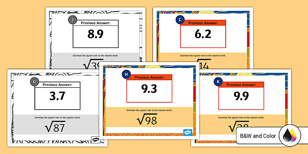 Eighth Grade Estimating Square Roots Around the Room Scavenger Hunt