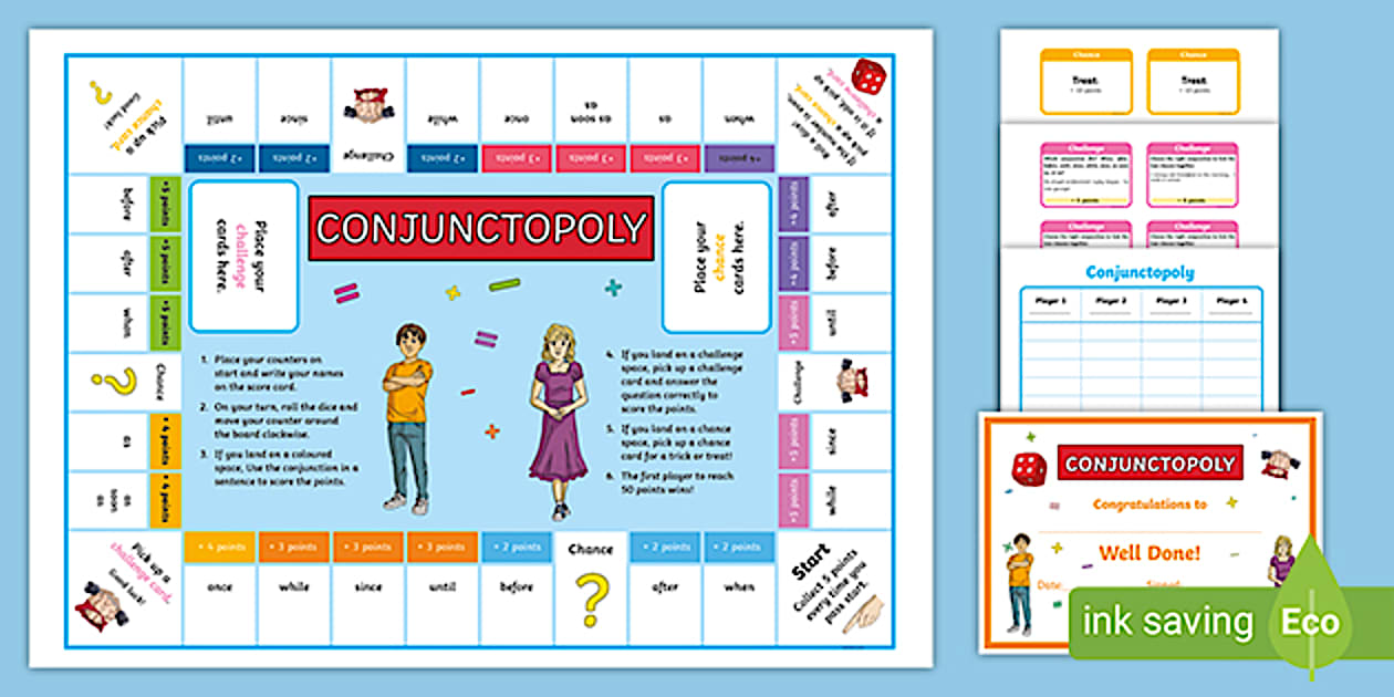 Editable Time Conjunctions Board Game (teacher made)