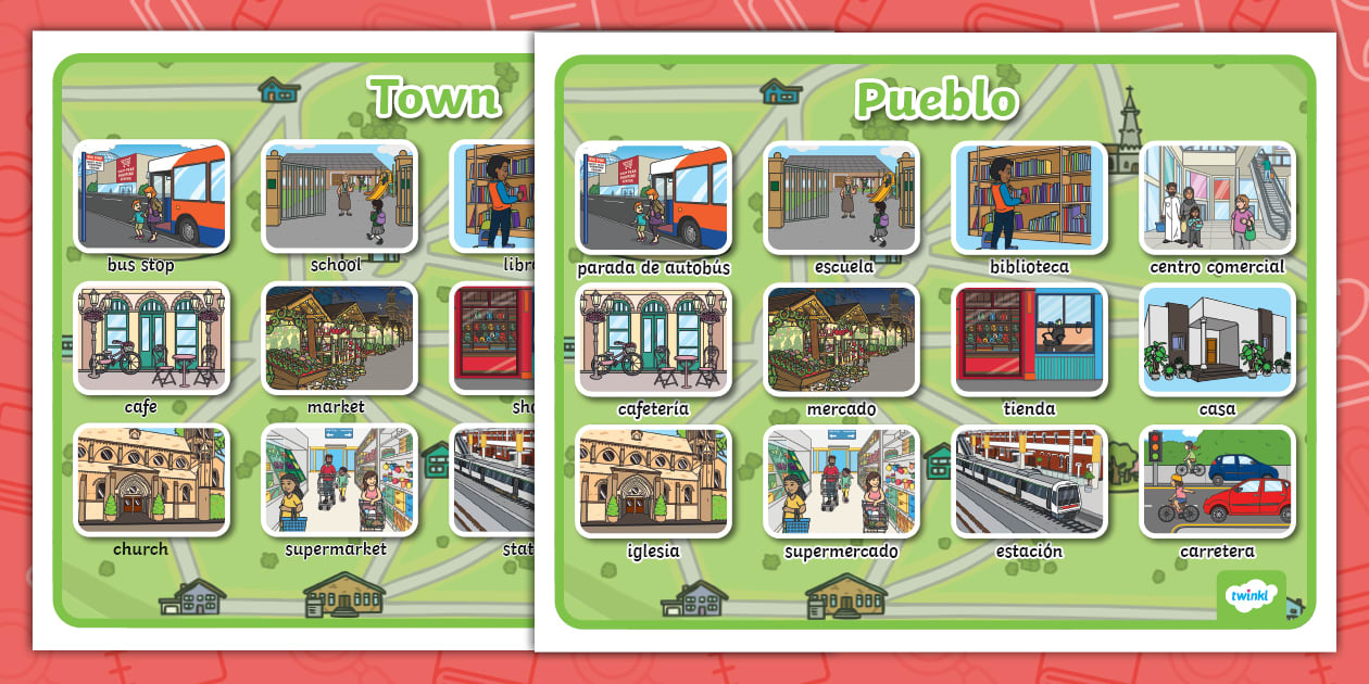 Tapiz de Vocabulario: Pueblo (teacher made) - Twinkl