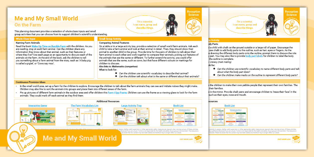 EYFS White Rose Science Supporting Plan: Me & My Small World