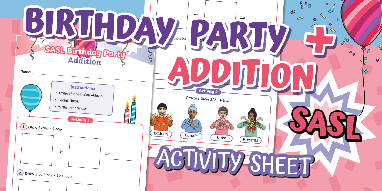 FP - SASL - Birthday Party Addition - Activity Sheet (CAPS)