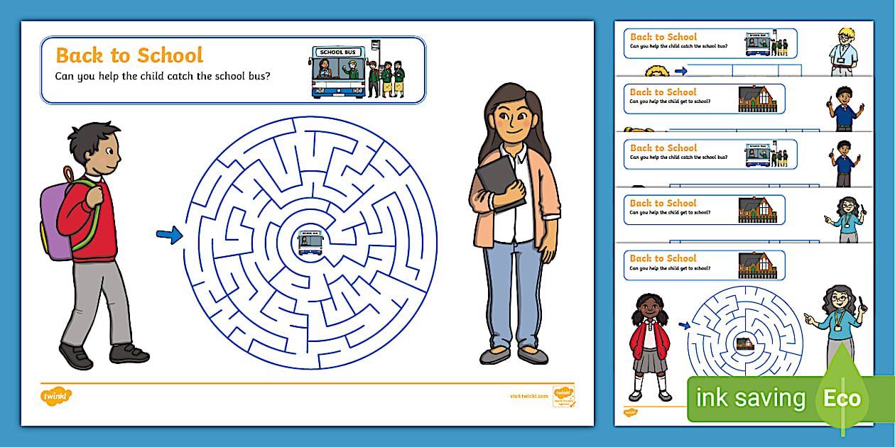 Back to School Maze Activity Worksheets | Back to School