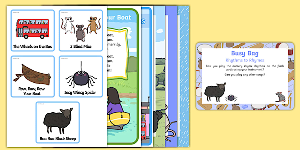 Rhythms to Rhymes Busy Bag Prompt Card and Resource Pack