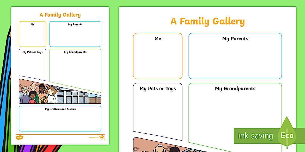 Editable EYFS A Family Gallery Worksheet (professor feito)