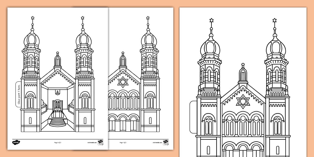 Synagogue Colouring Flapbook - Twinkl - KS1 (Teacher-Made)