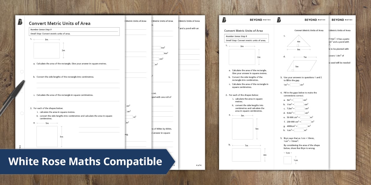 👉 Convert Metric Units of Area (teacher made) - Twinkl