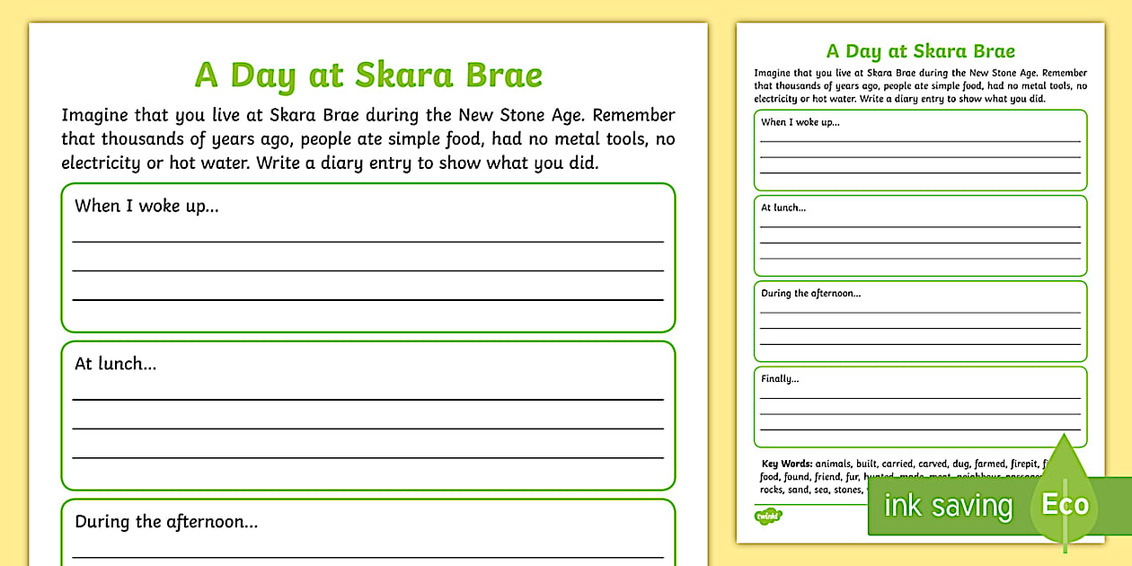 Skara Brae Diary Entry Activity - Twinkl