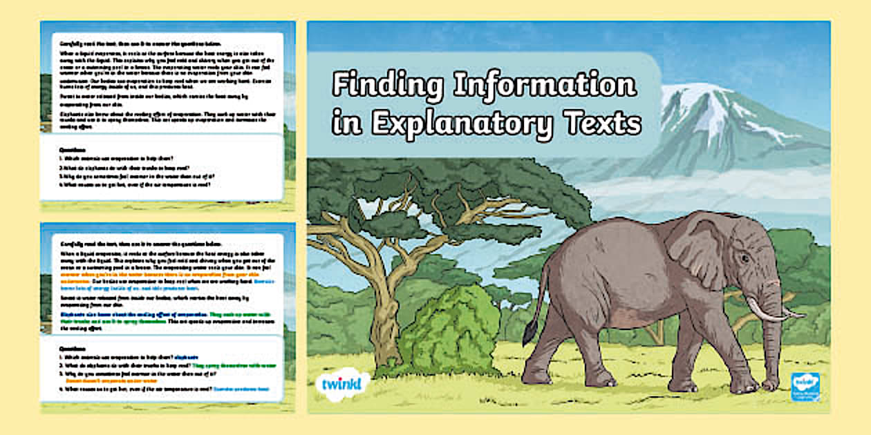 Finding Information in Explanatory Texts PowerPoint - Twinkl