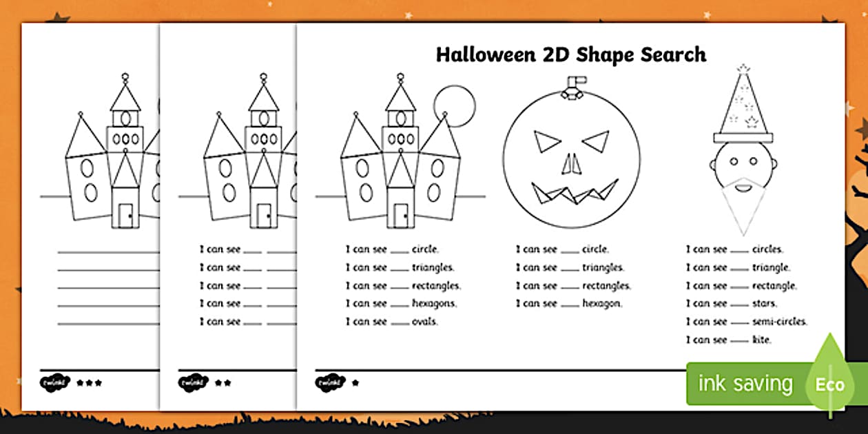 Halloween Shapes | 2D Shape Search Worksheet (Teacher-Made)