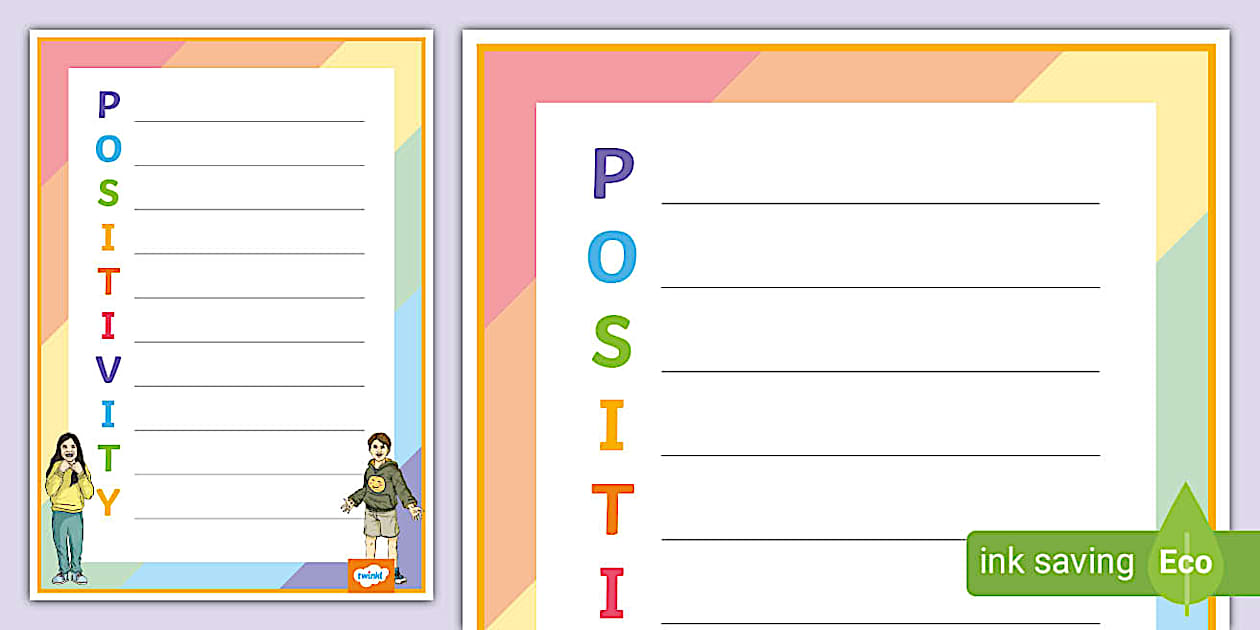 Positivity Acrostic Poem Template (Teacher-Made) - Twinkl