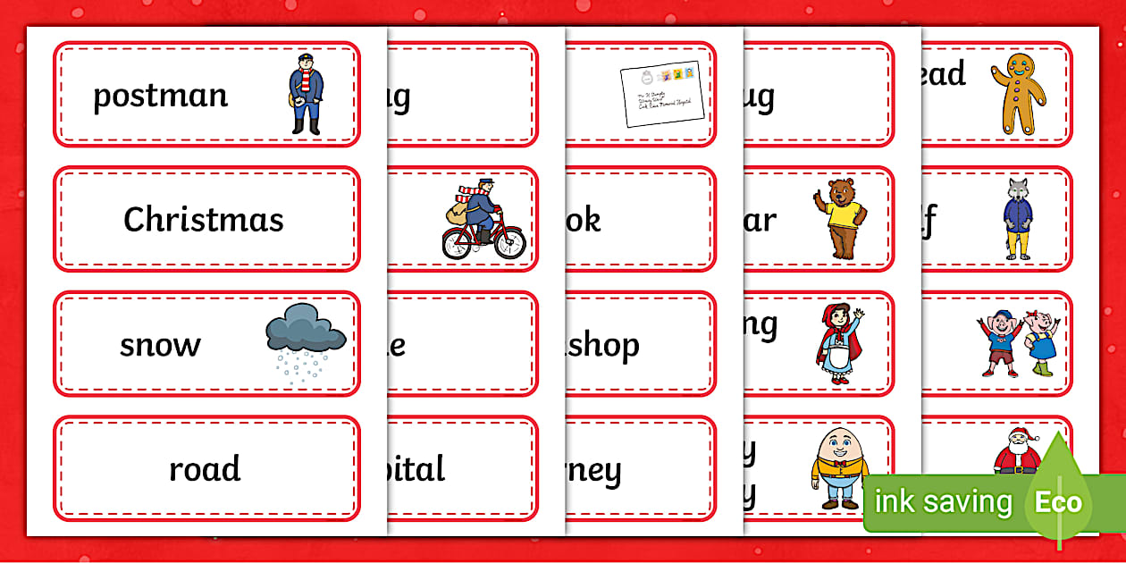 Word Cards to Support Teaching on The Jolly Christmas Postman