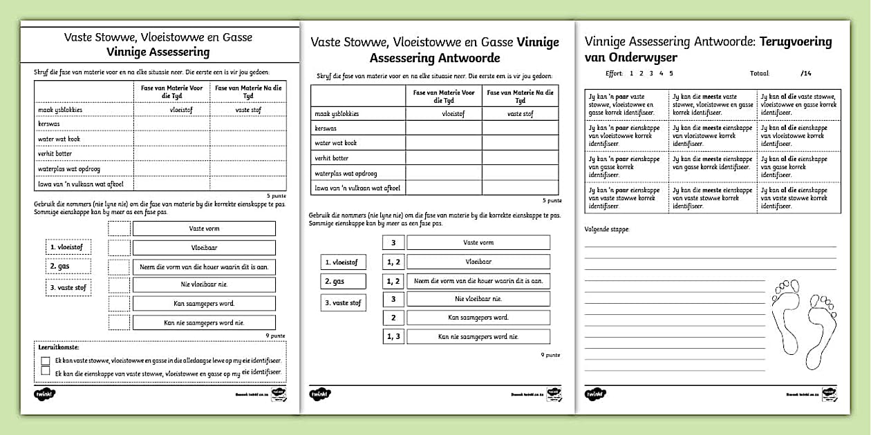 Vastestof, Vloeistof en Gas Assessering (teacher made)